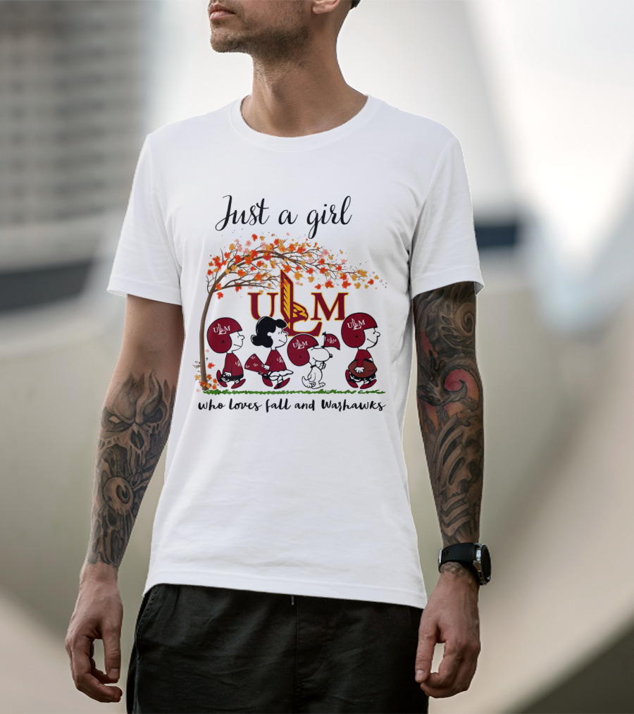 Just A Girl Who Loves Fall And ULM Warhawks T-Shirt
