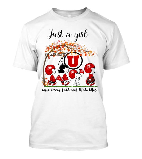 Just A Girl Who Loves Fall And Utah Utes Peanuts Cartoon T-Shirt