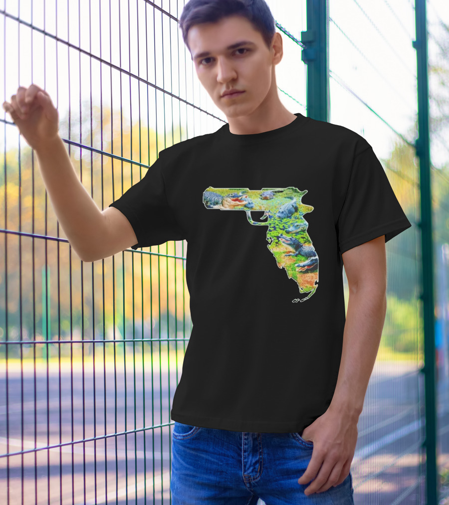 Florida Alligator Shape Gun T-Shirt