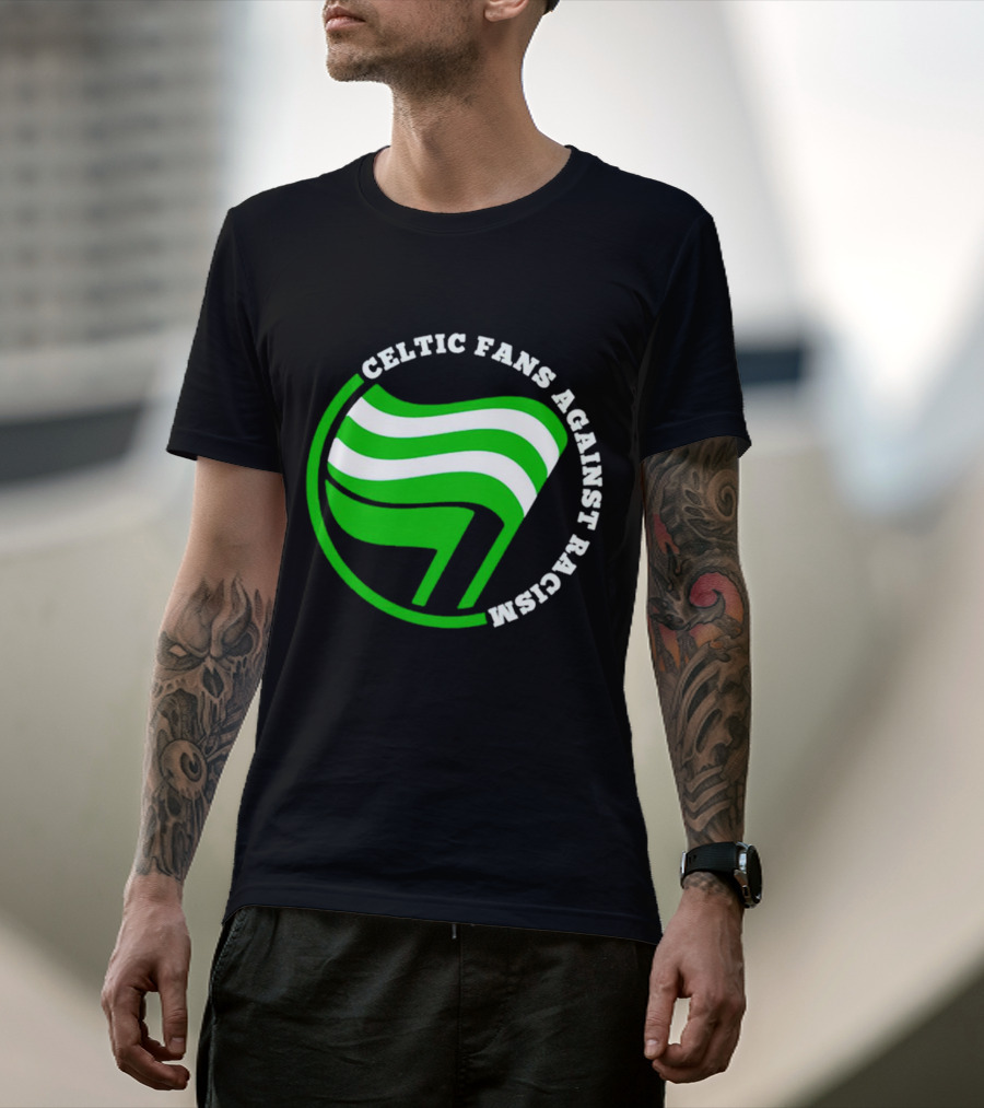 Celtic Fans Against Racism Green And White Flag T-Shirt
