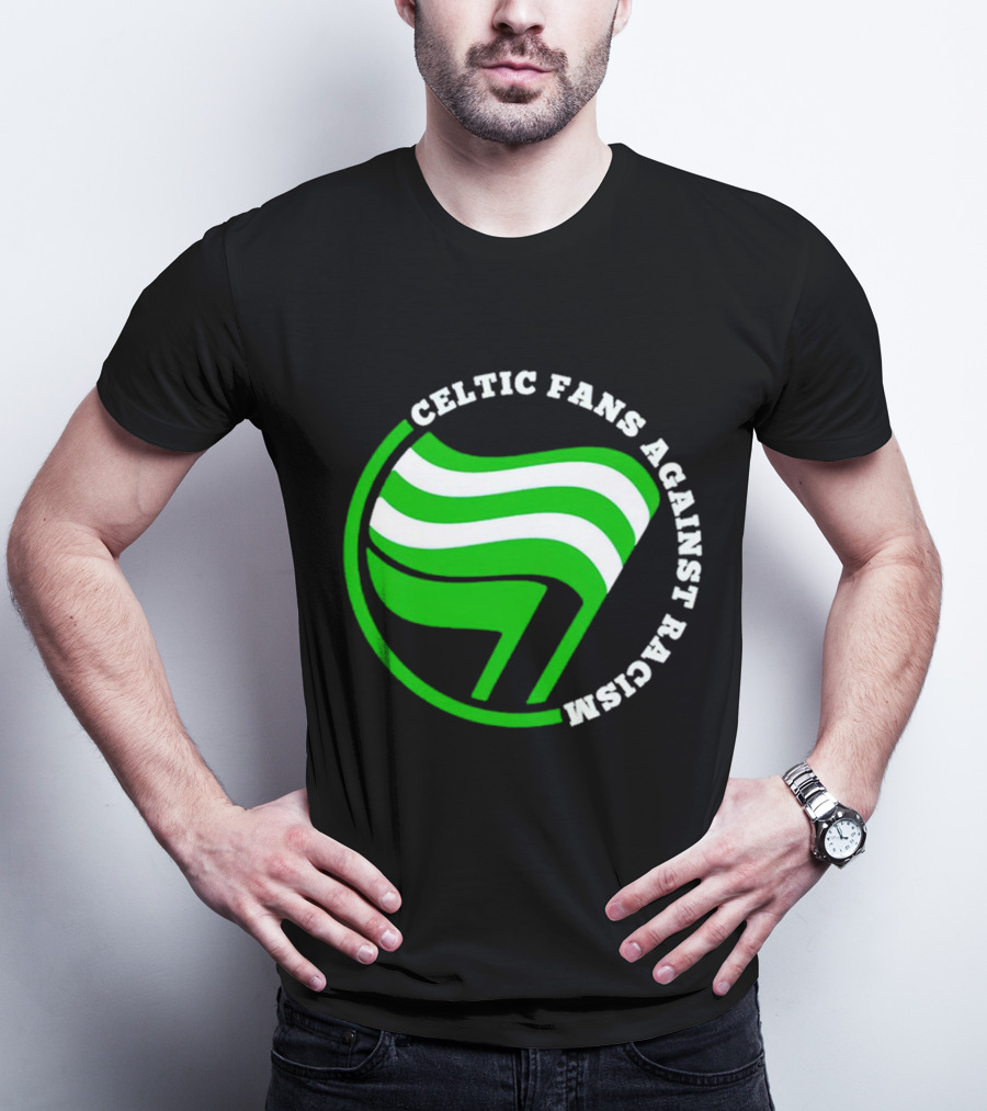 Celtic Fans Against Racism Green And White Flag T-Shirt