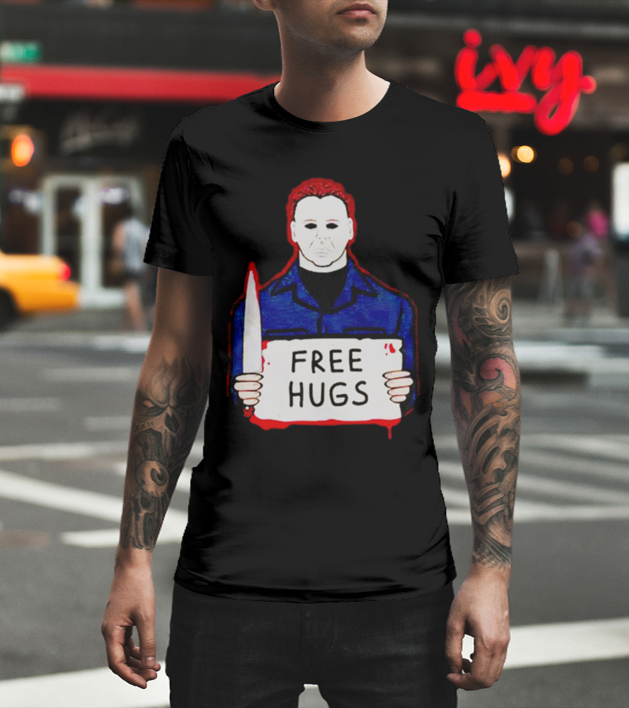 Free Hugs Michael Myers Knife Halloween Horror T-Shirt