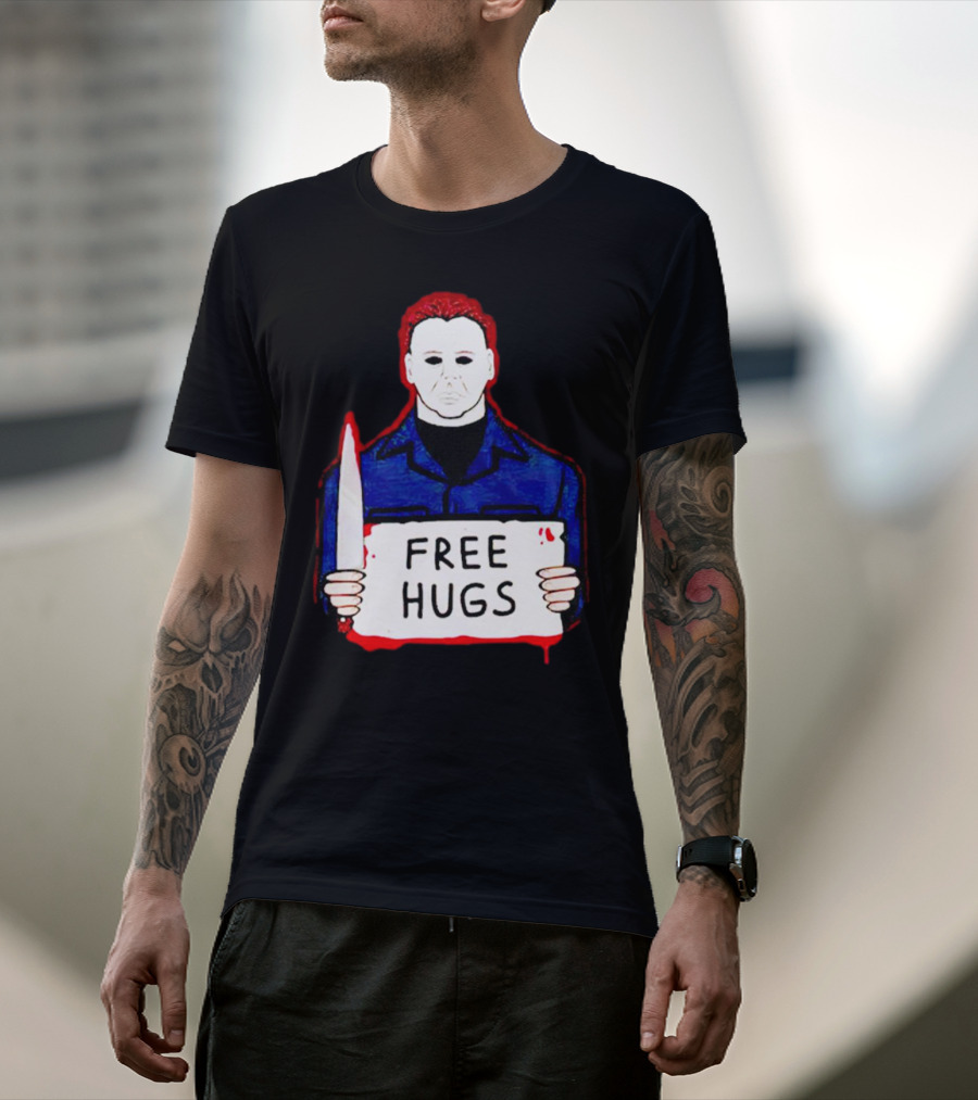 Free Hugs Michael Myers Knife Halloween Horror T-Shirt