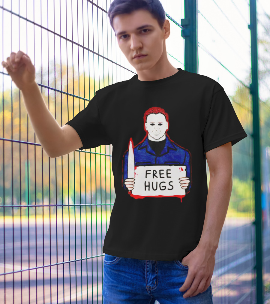 Free Hugs Michael Myers Knife Halloween Horror T-Shirt