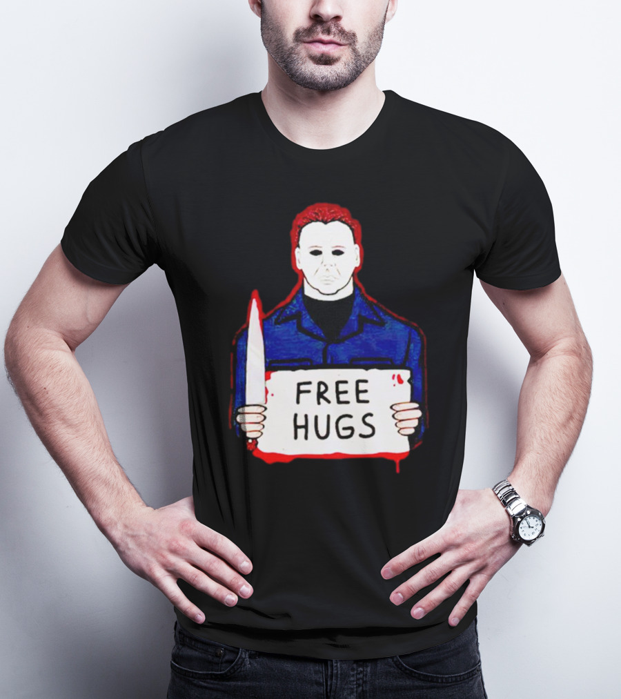 Free Hugs Michael Myers Knife Halloween Horror T-Shirt