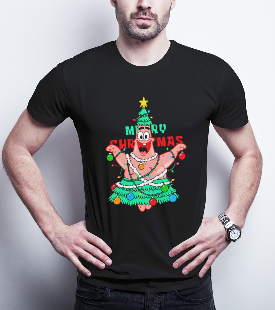 Merry Christmas Patrick Tree Holiday Lights T-Shirt