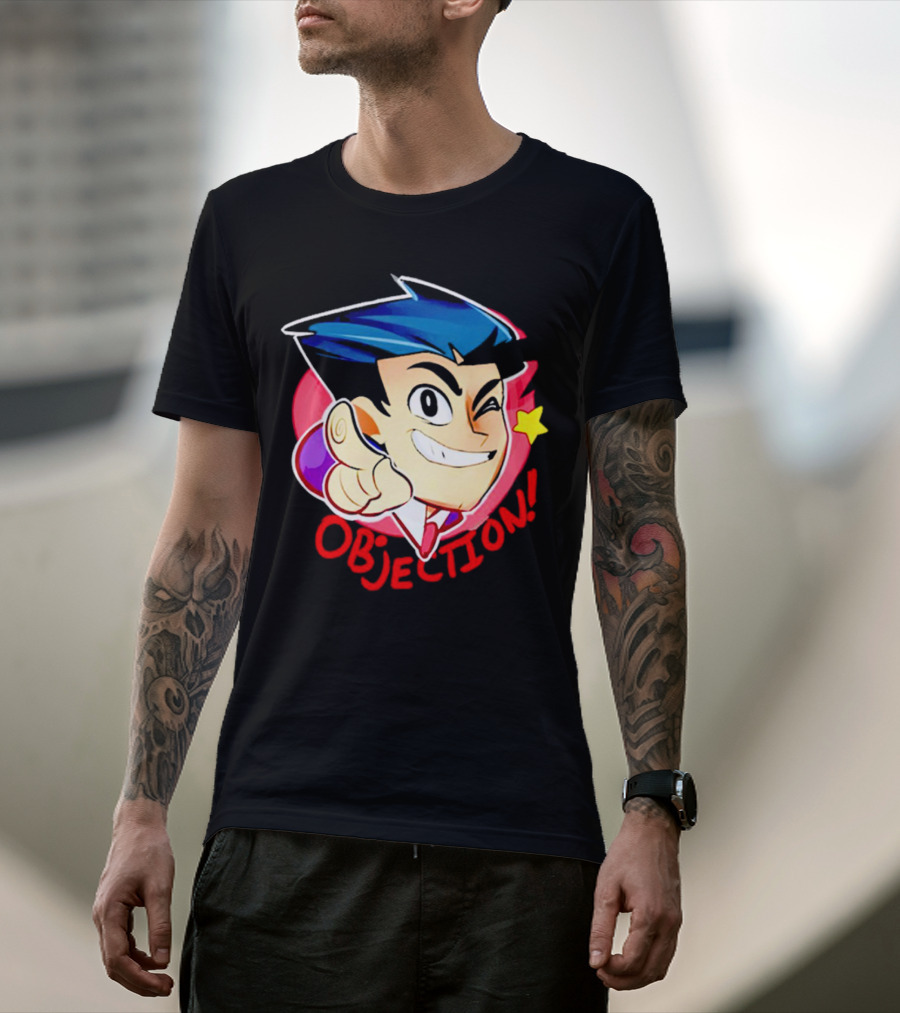 Phoenix Wright Ace Attorney Objection Winking Pose T-Shirt