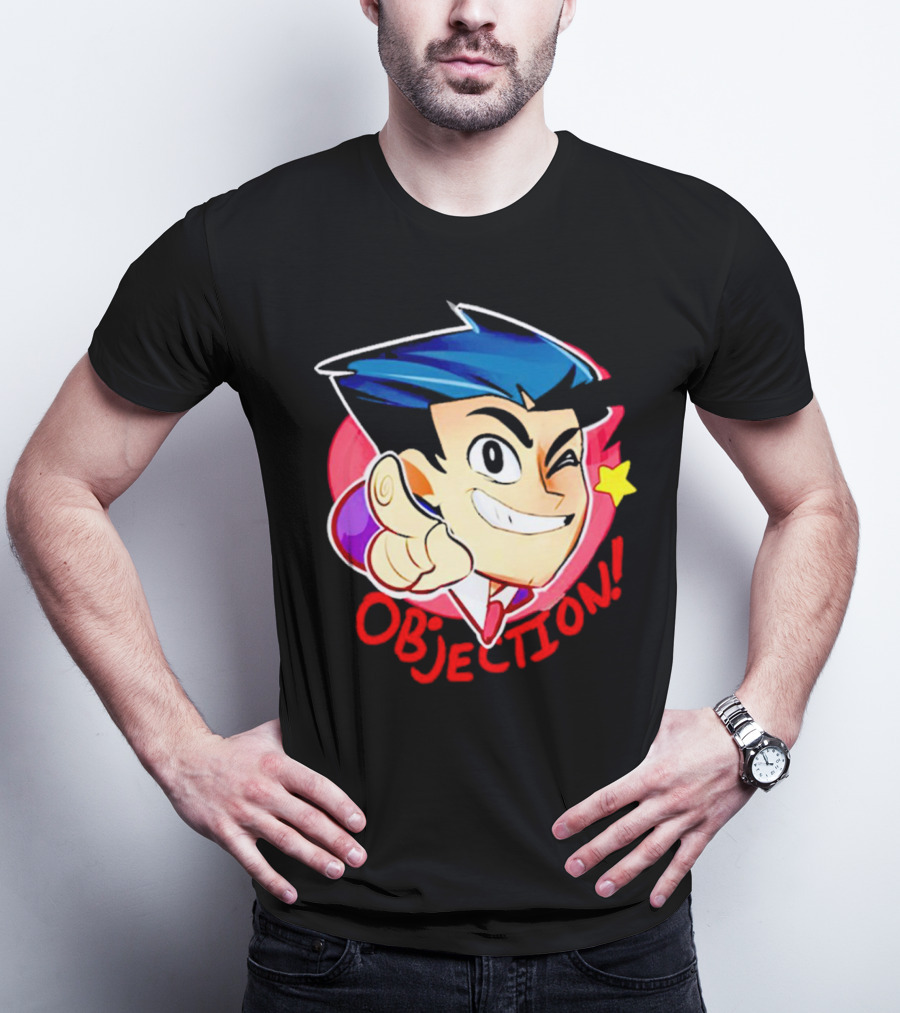 Phoenix Wright Ace Attorney Objection Winking Pose T-Shirt