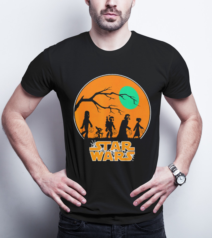 Star Wars Halloween Trick-or-Treating Silhouette Moon T-Shirt