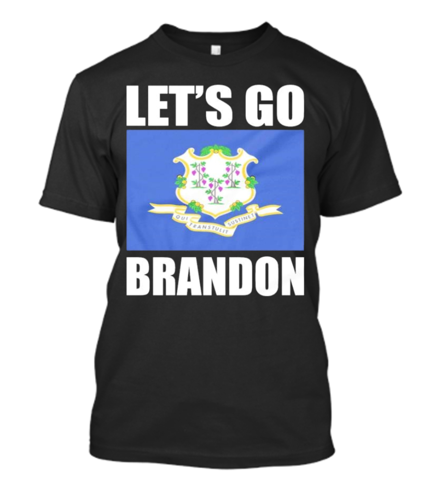 LET'S GO BRANDON Qui Transtulit Sustinet Connecticut Flag T-Shirt