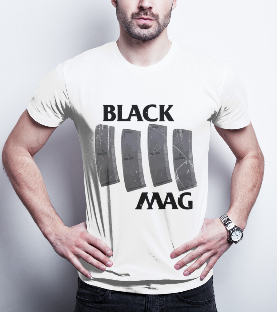 BLACK MAG Scratched And Weathered Magazines T-Shirt