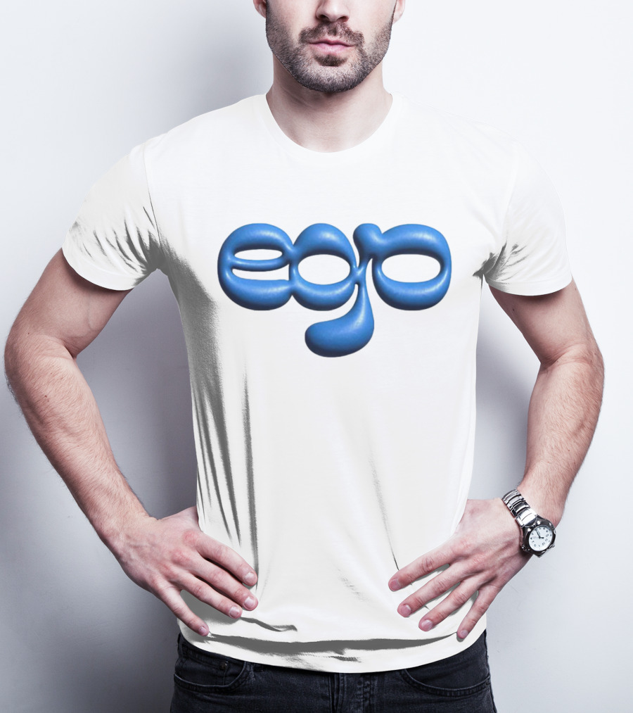 Ego Logo Blue Text T-Shirt