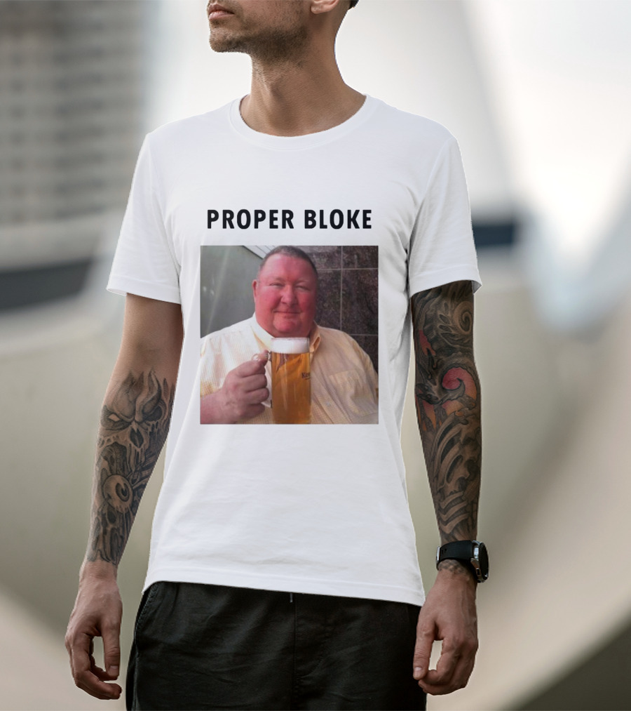 Proper Bloke Holding Beer With Contented Expression T-Shirt
