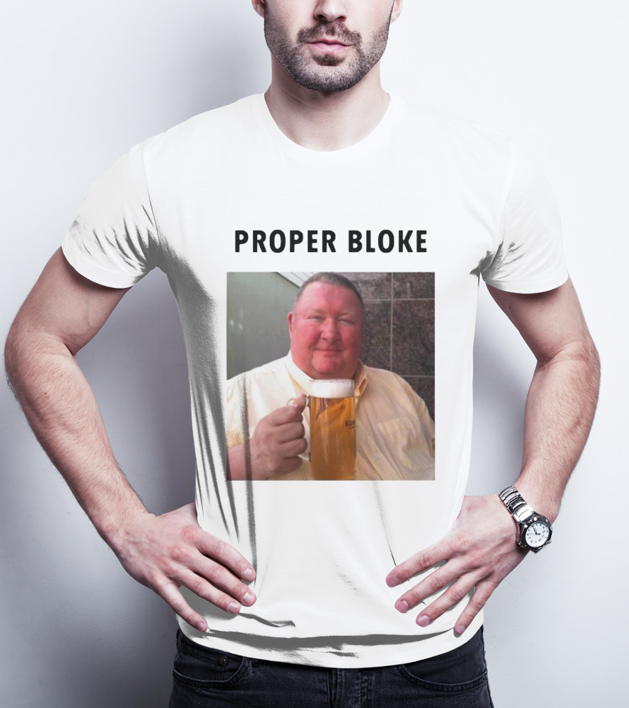 Proper Bloke Holding Beer With Contented Expression T-Shirt