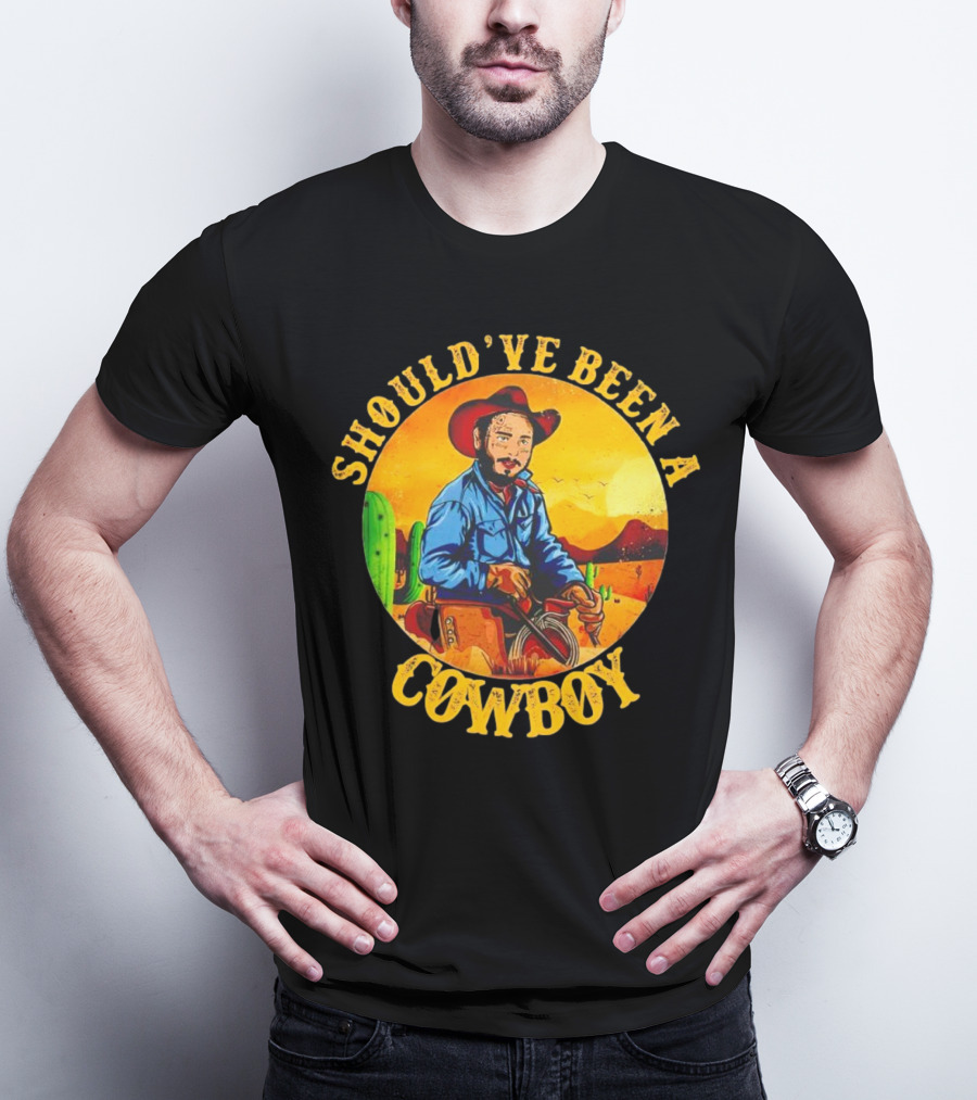 Should’ve Been A Cowboy Vintage Desert Scene With Cactus And Mountains T-Shirt
