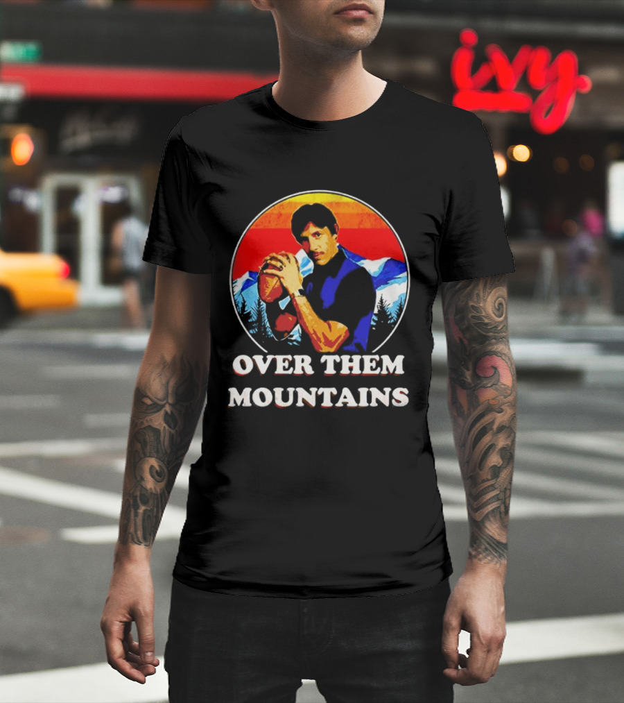 Uncle Rico Over Them Mountains Vintage Retro Football Scene T-Shirt