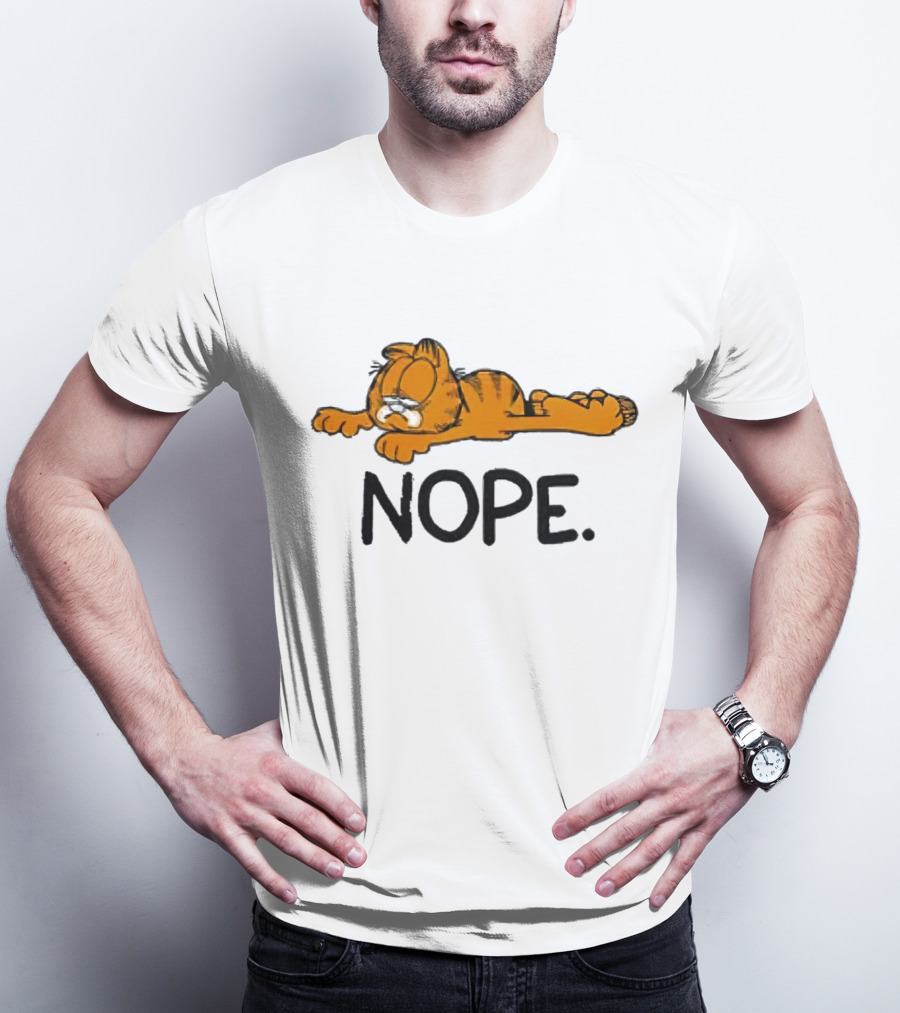 Garfield Sad Nope Classic Comic Lazy Mood T-Shirt