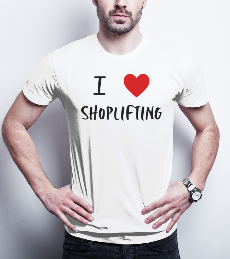 I Love Shoplifting Heart T-Shirt