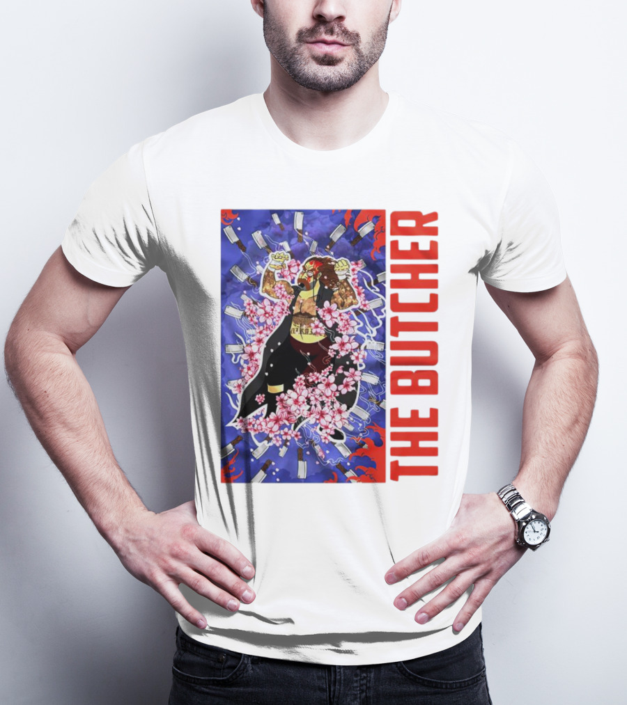 THE BUTCHER Cherry Blossom Blades Power Stance T-Shirt