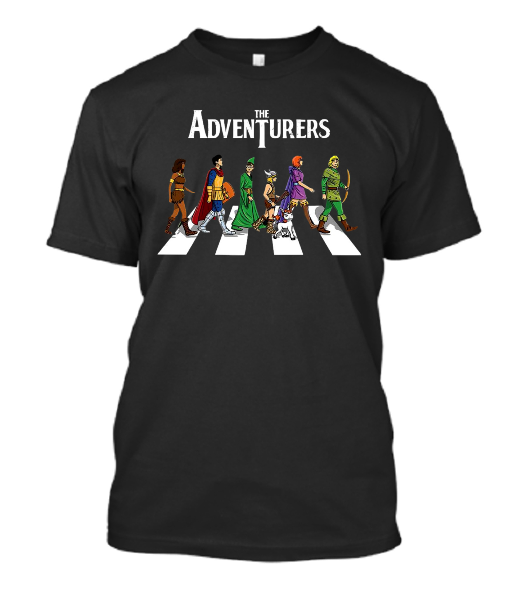The Adventurers Dungeons And Dragons Abbey Road Characters T-Shirt