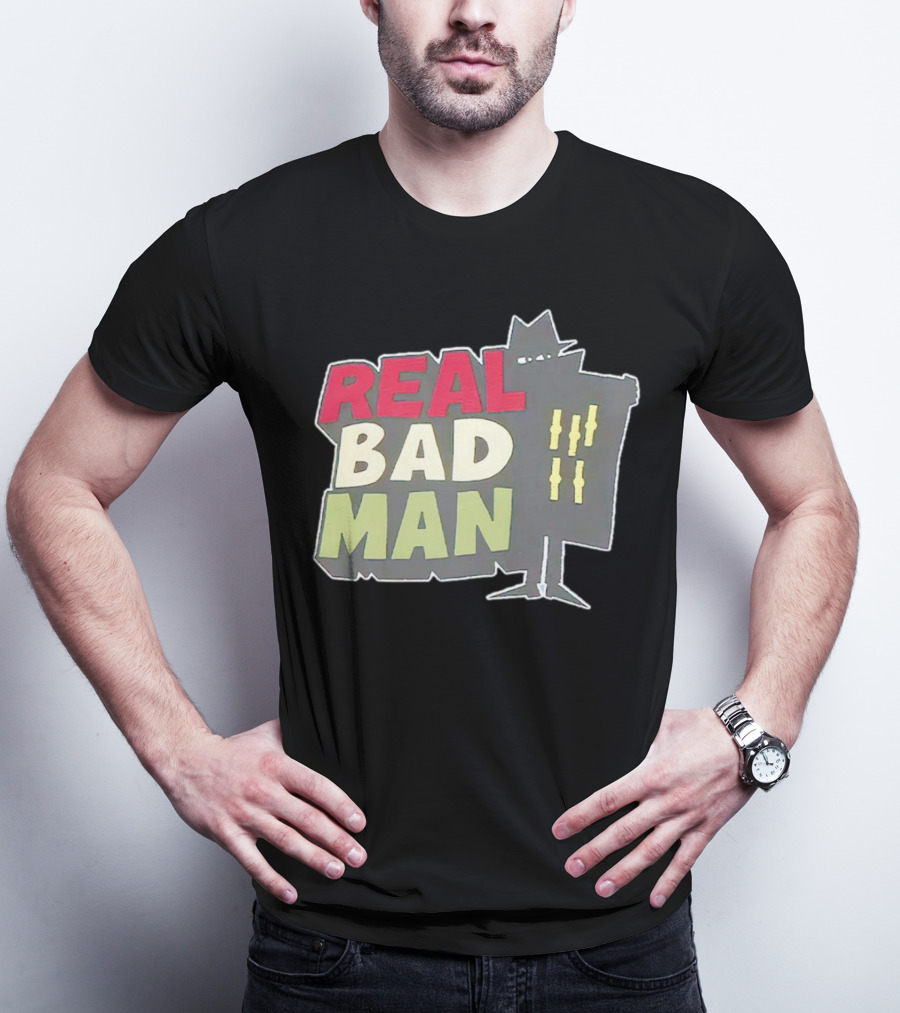 Real Bad Man With Iconic Silhouette And Stripes T-Shirt