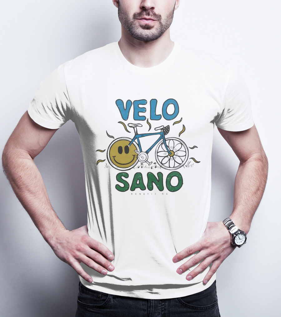 VELO SANO Yellow Smile Bike Sun Motif T-Shirt