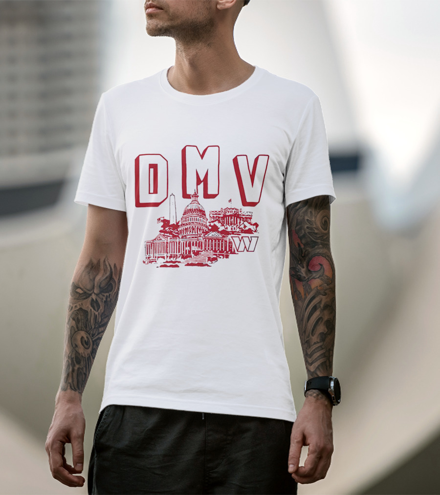 Washington Commanders DMV Capitol Building Sketched T-Shirt