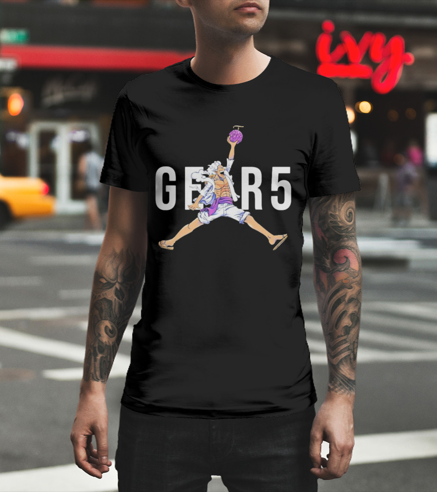 Gear 5 One Piece Jumping Character With Devil Fruit T-Shirt
