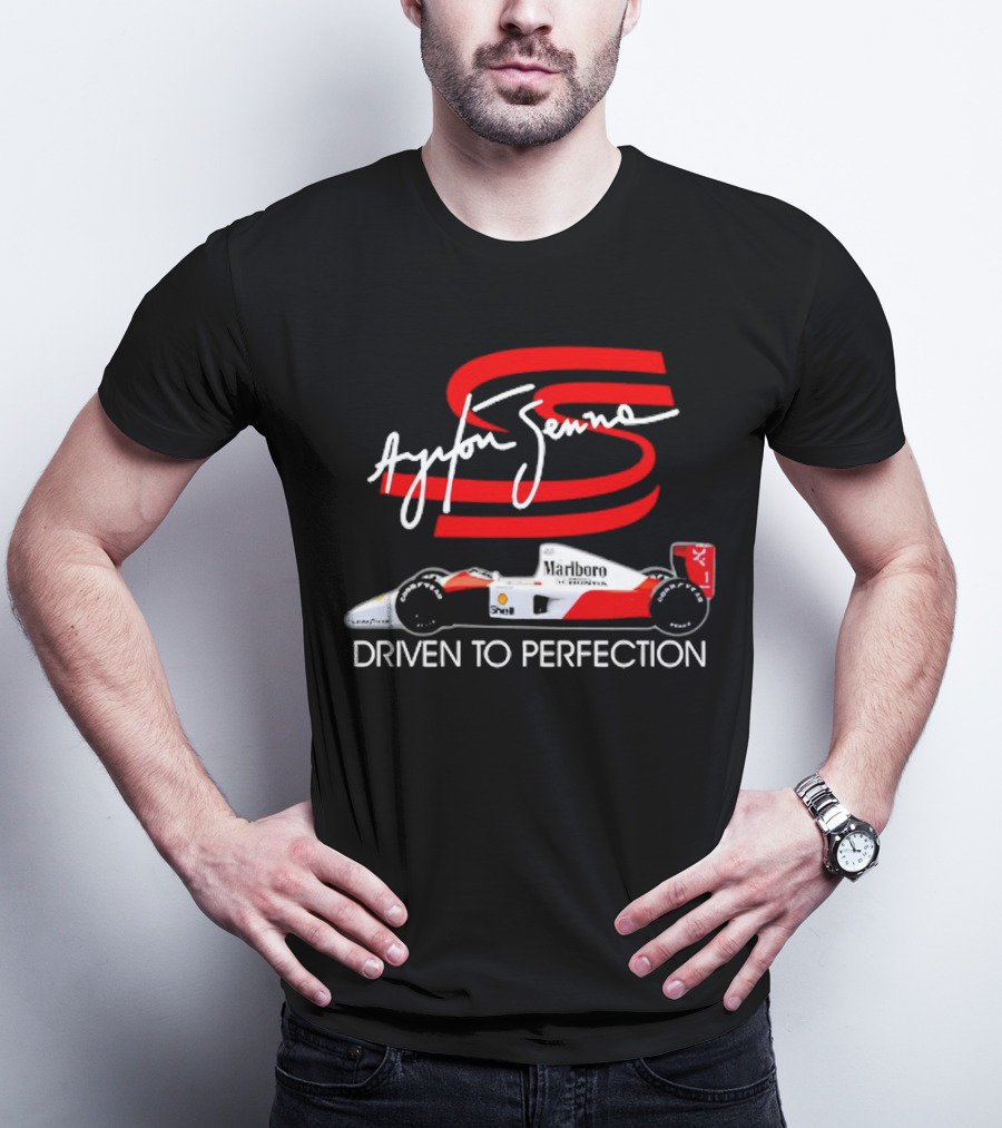 Ayrton Senna Driven To Perfection Marlboro Racing Car T-Shirt