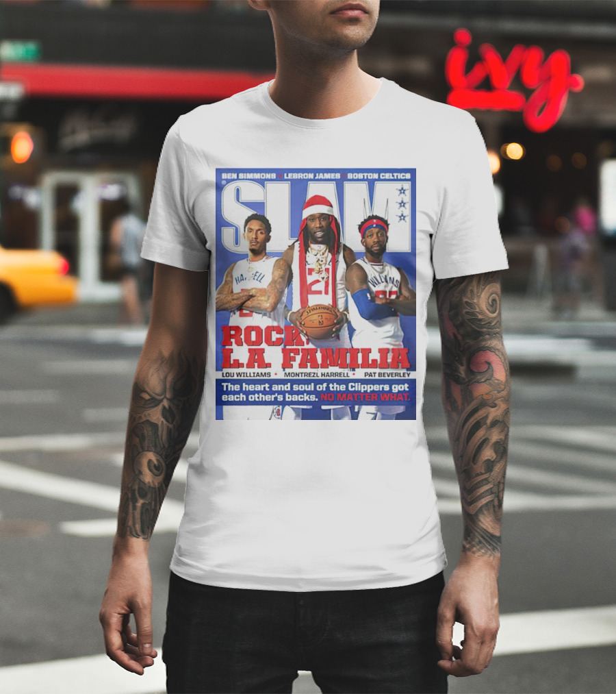 Slam Rock LA Familia Lou Williams Montrezl Harrell Pat Beverley Clippers T-Shirt