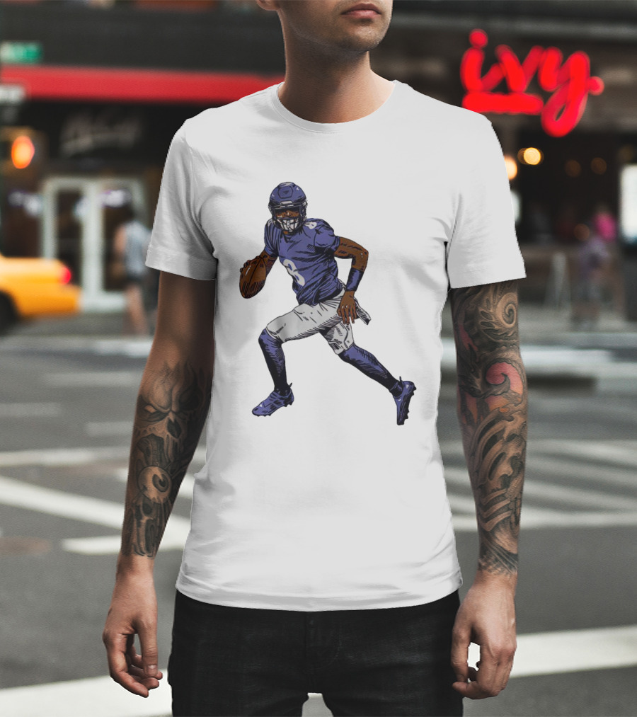 Lamar Jackson Baltimore Ravens Superstar Signature Pose T-Shirt