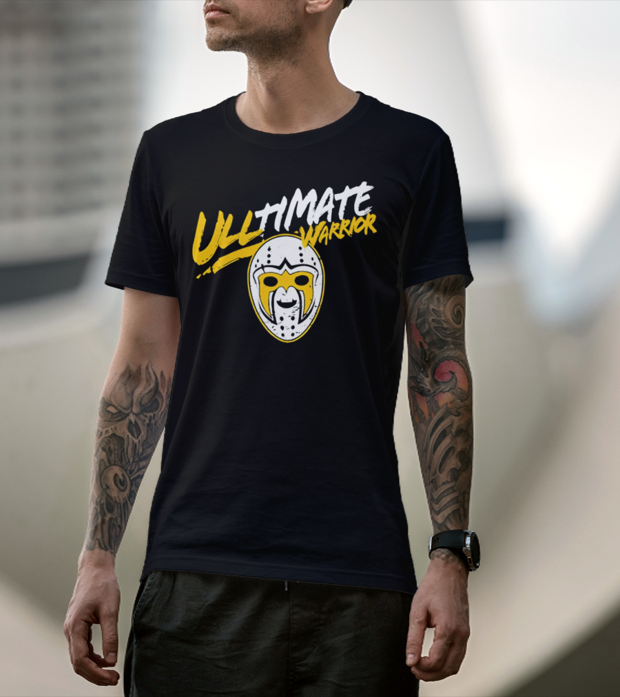 Boston Bruins Linus Ullmark Ultimate Warrior Mask T-Shirt