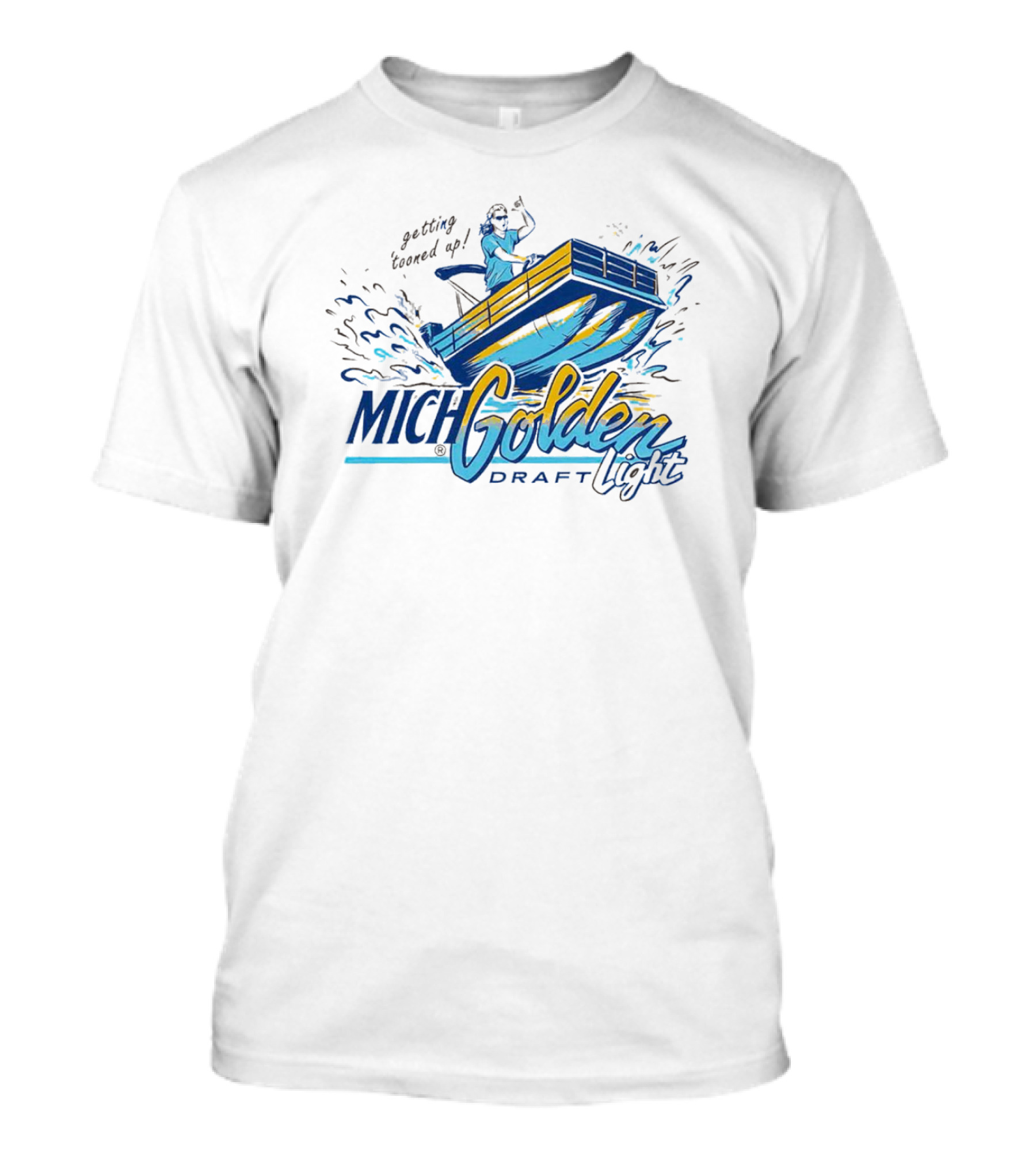 Getting Tooned Up Mich Golden Draft Light Boat Adventure T-Shirt