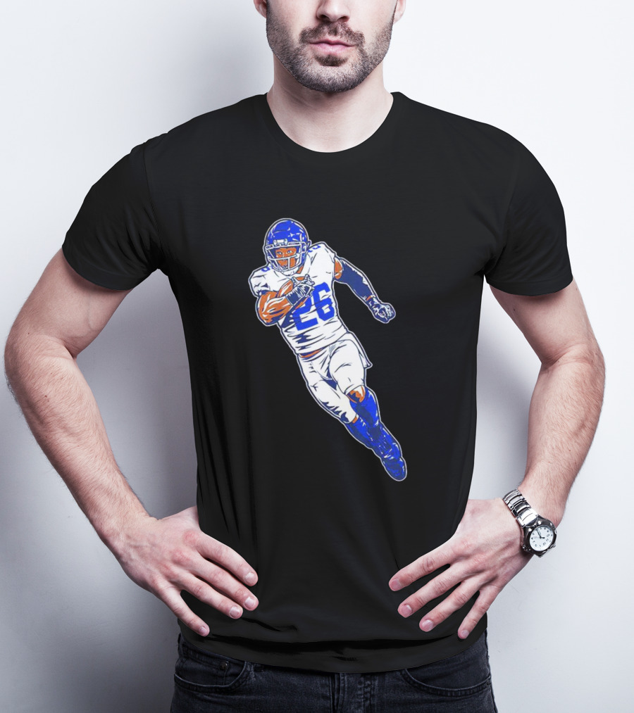 Saquon Barkley New York Giants 26 Superstar Pose Signature T-Shirt