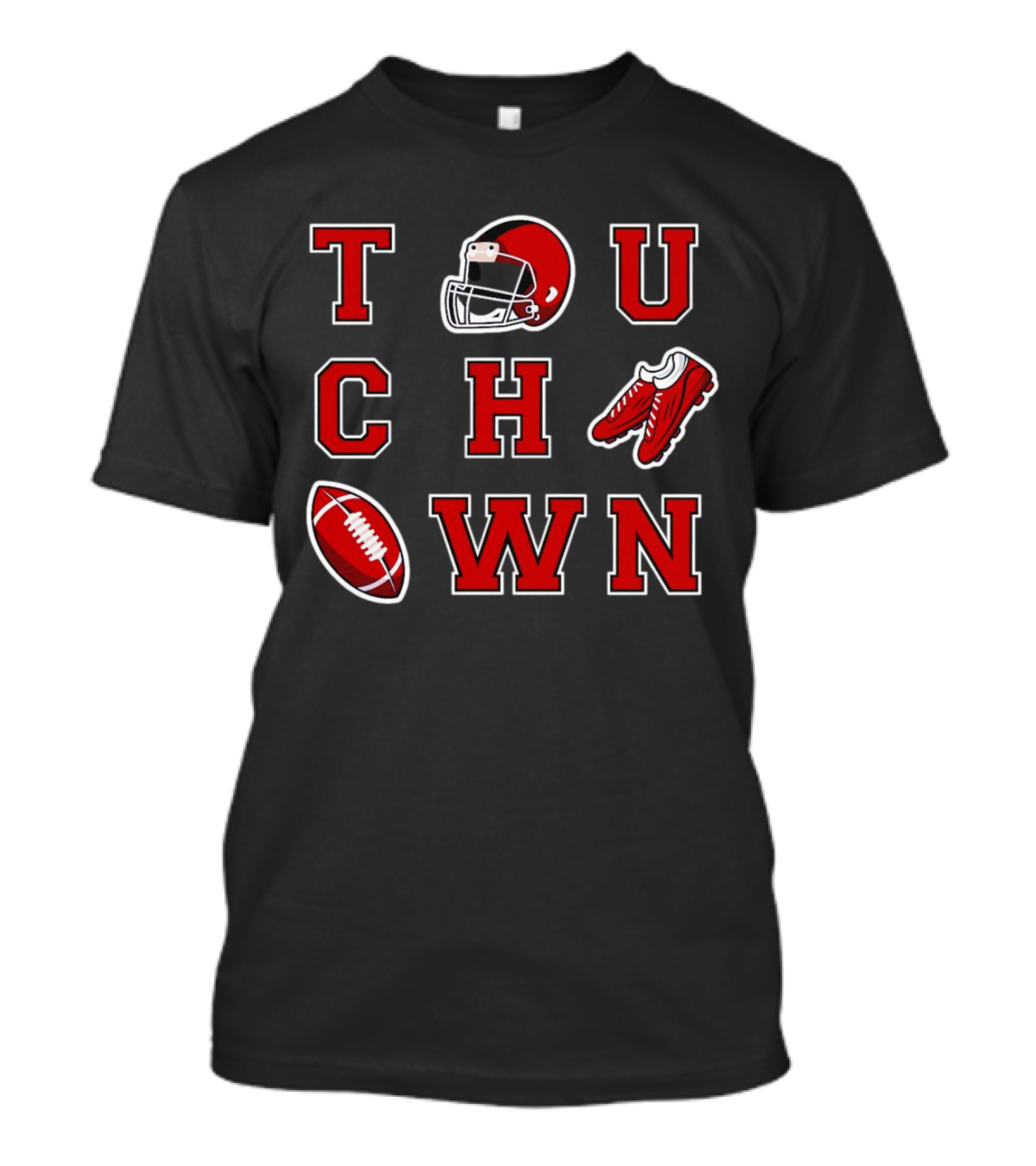 Touch Down Season Football Helmet Cleats Ball T-Shirt