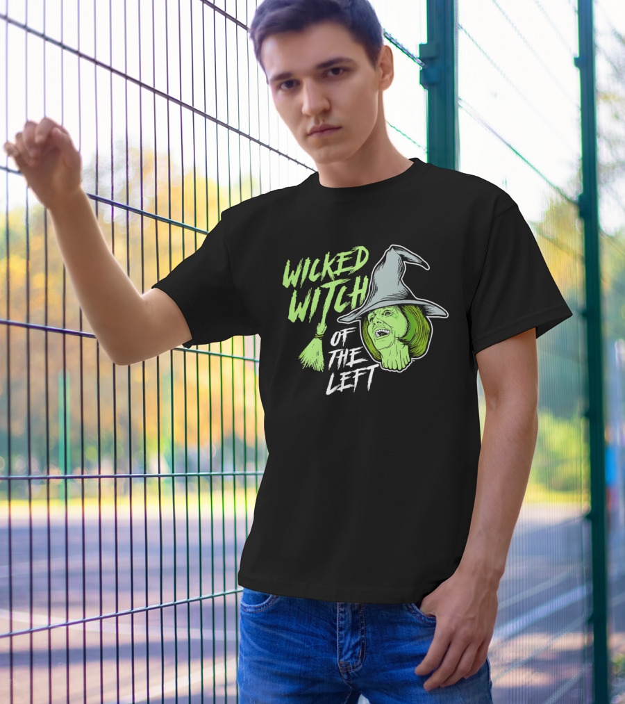 Wicked Witch Of The Left Halloween Pelosi Witch Hat Green Face T-Shirt