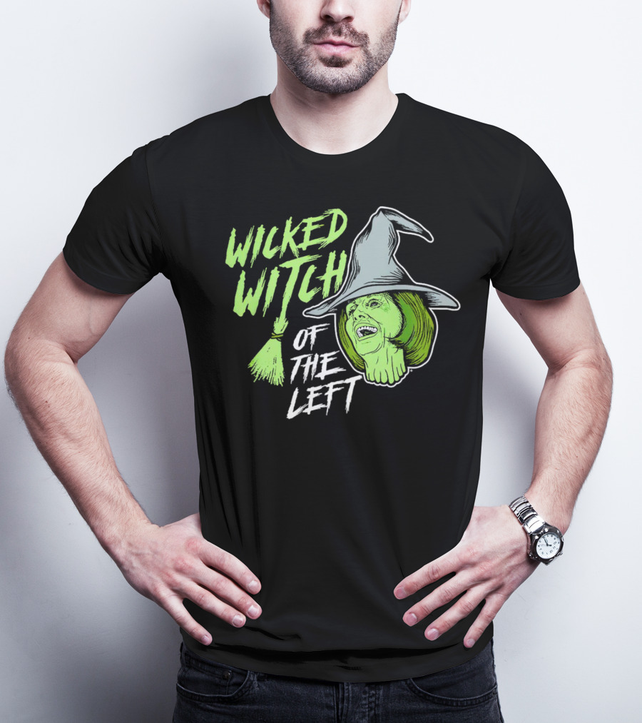 Wicked Witch Of The Left Halloween Pelosi Witch Hat Green Face T-Shirt