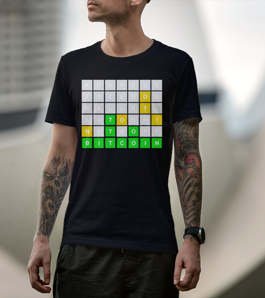 Address Freedom Wallets Satoshi Network Bitcoin Word Game T-Shirt