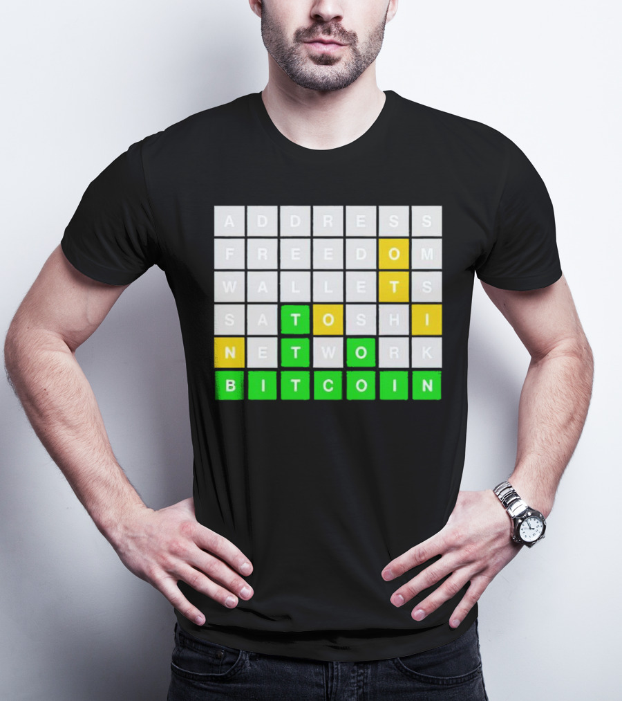 Address Freedom Wallets Satoshi Network Bitcoin Word Game T-Shirt