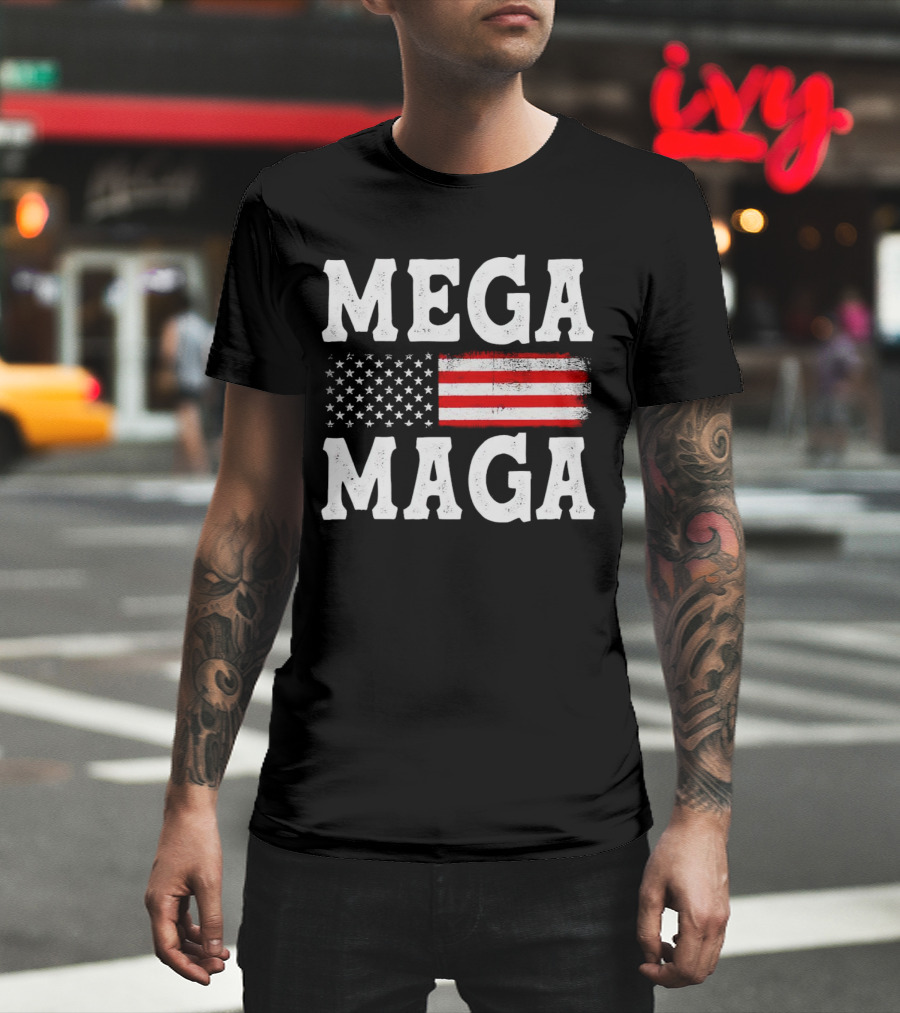 MEGA MAGA American Flag T-Shirt