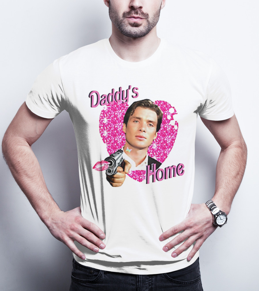 Daddy's Home Pink Glitter Heart Cillian Murphy Gun T-Shirt
