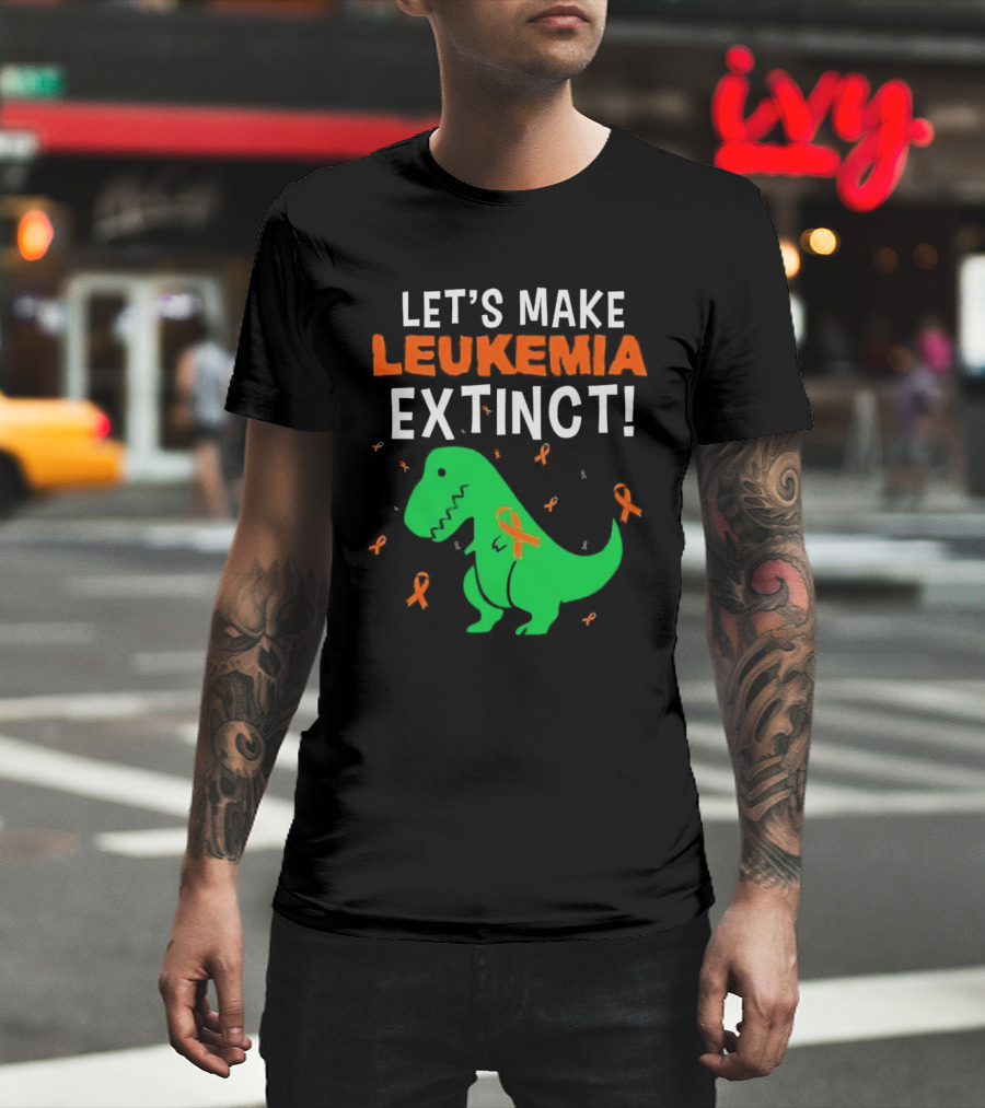 Let's Make Leukemia Extinct Dinosaur With Orange T-Shirt