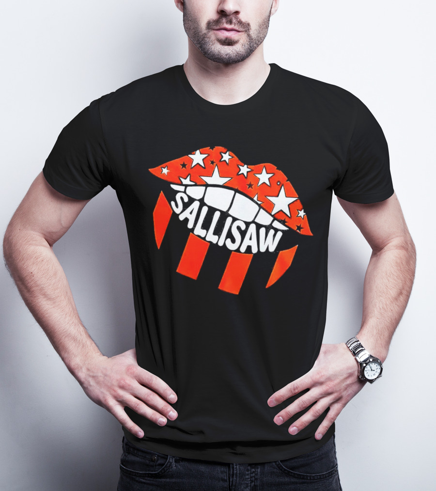 Sallisaw Lips Stars And Stripes Red White Black T-Shirt