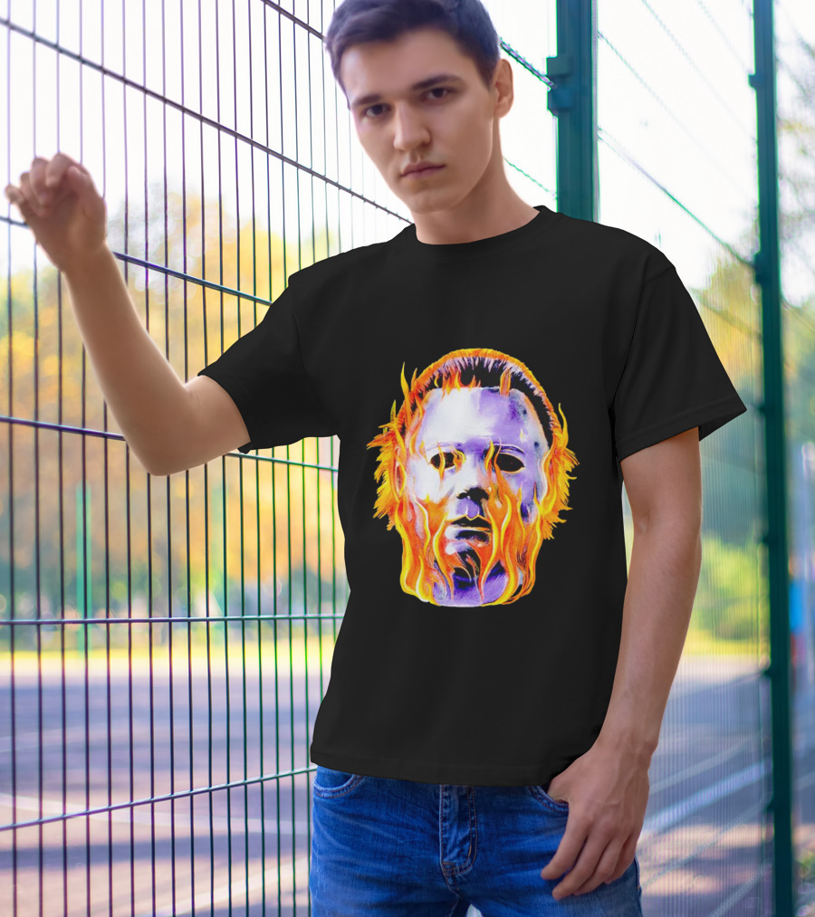 Michael Myers Flaming Mask Halloween Horror T-Shirt