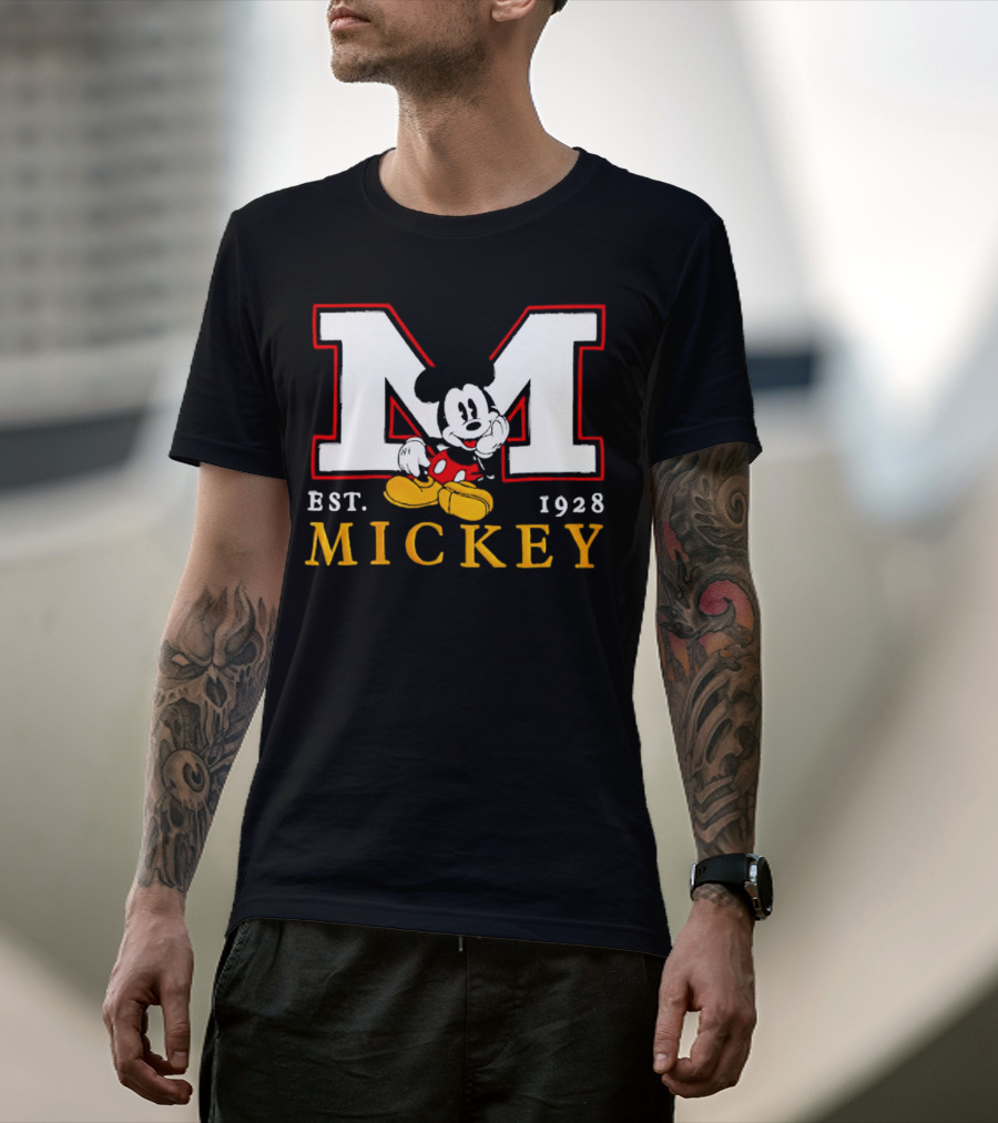 Disney Mickey Large M Logo Est 1928 Relaxed T-Shirt