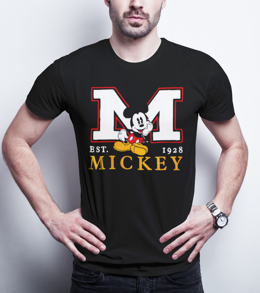 Disney Mickey Large M Logo Est 1928 Relaxed T-Shirt