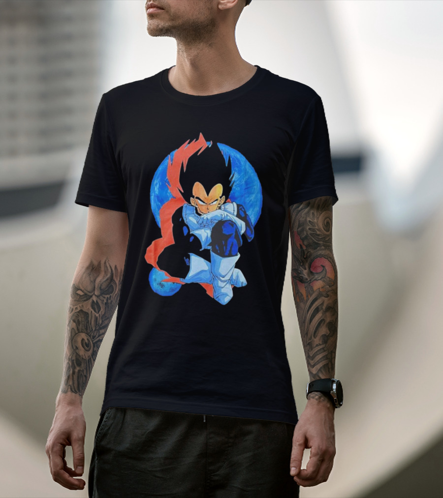 Vegeta Jobber Saiyan Warrior Anime Character Sitting Pose Dragon Ball Z T-Shirt