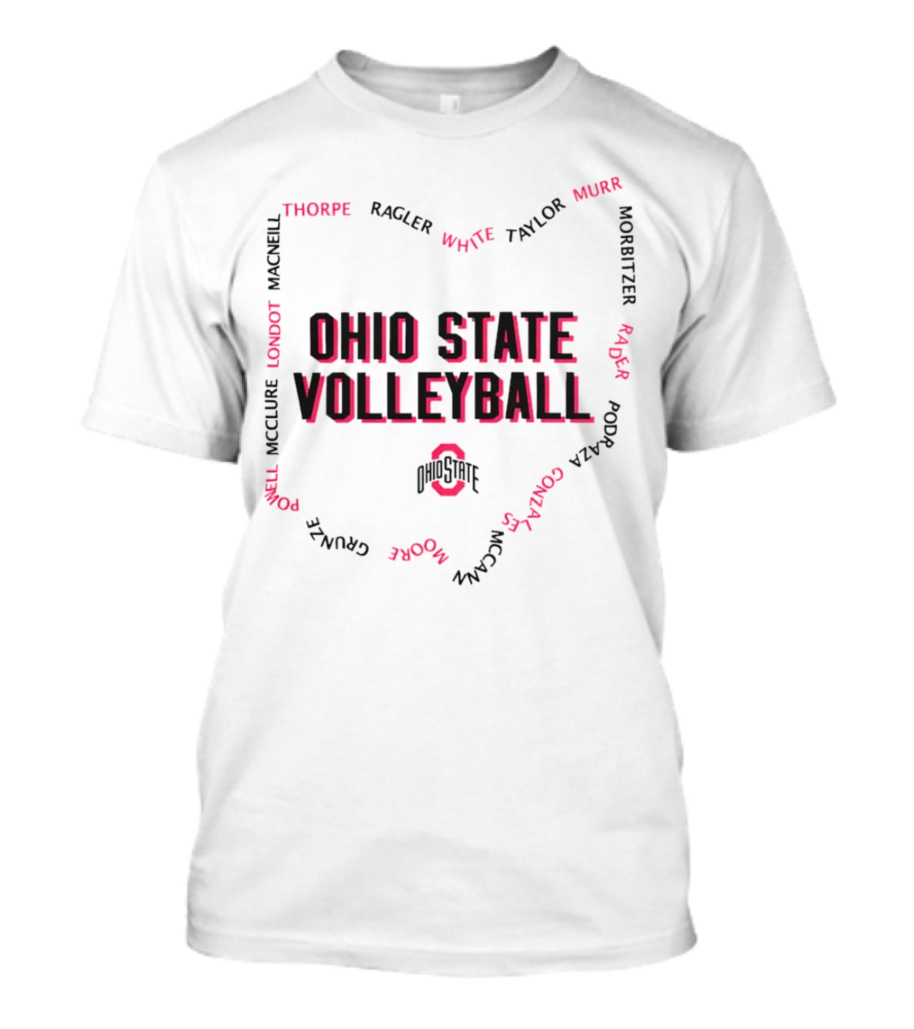 Ohio State Volleyball Team Roster Names Shield T-Shirt