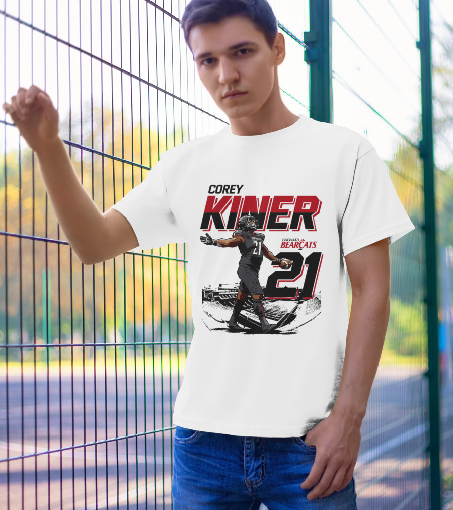Corey Kiner 21 Cincinnati Bearcats Football Stadium T-Shirt