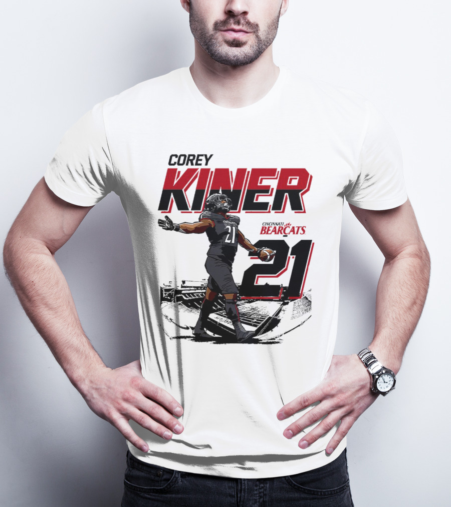 Corey Kiner 21 Cincinnati Bearcats Football Stadium T-Shirt